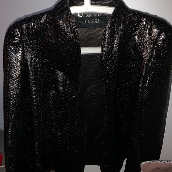 Gucci | Jackets & Coats | Authentic Gucci Peplum Snakeskin Jacket ...